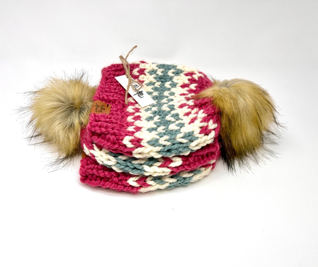 Tri-color Fair Isle Beanies mommy & Me - Etsy