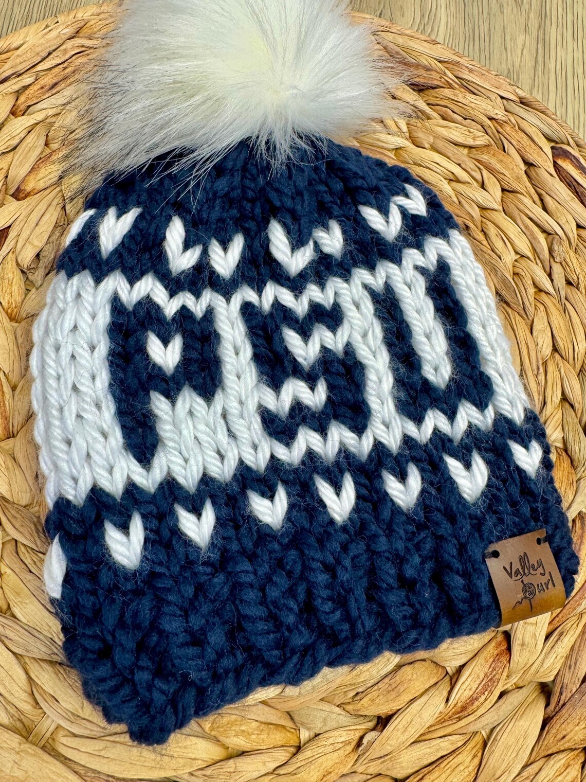 Hand-knitted PSU Beanie – Custom Penn State Winter Hat With Faux Fur ...