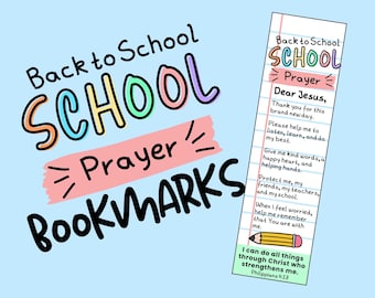 First Day of School Prayer Bookmark for Kids, Printable First Day ...