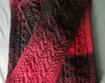 Red an Black Hand Knitted Scarf. - Etsy