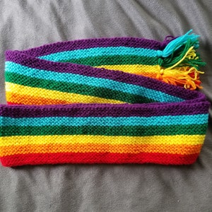 Hand Knit Long Rainbow Striped LGBT Gay Pride Flag Scarf - Etsy