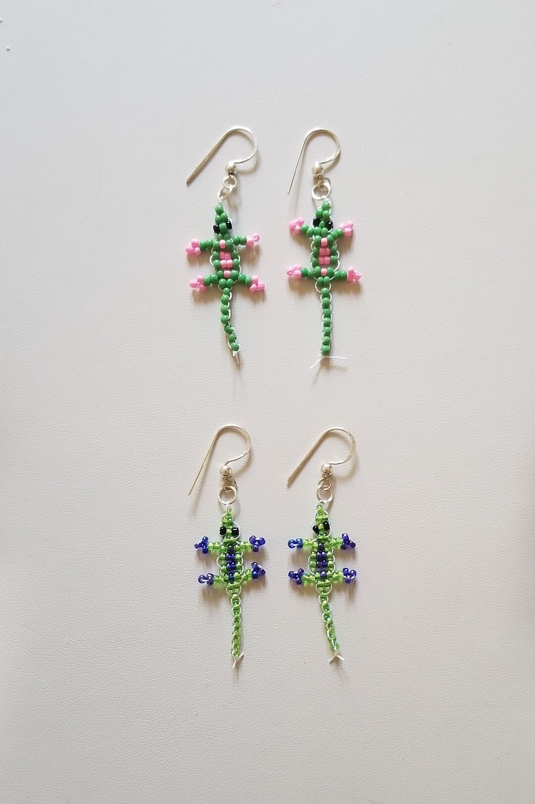 Handmade Tiny Bead Lizard Earrings - Multiple Colors! - Etsy