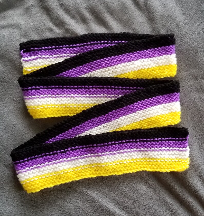 Hand Knit Nonbinary Pride Flag Scarf - Etsy