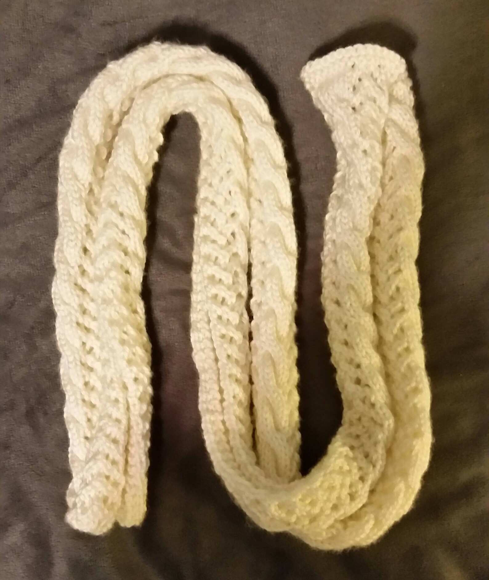 Hand Knit Cream Cable and Lace Scarf | Etsy