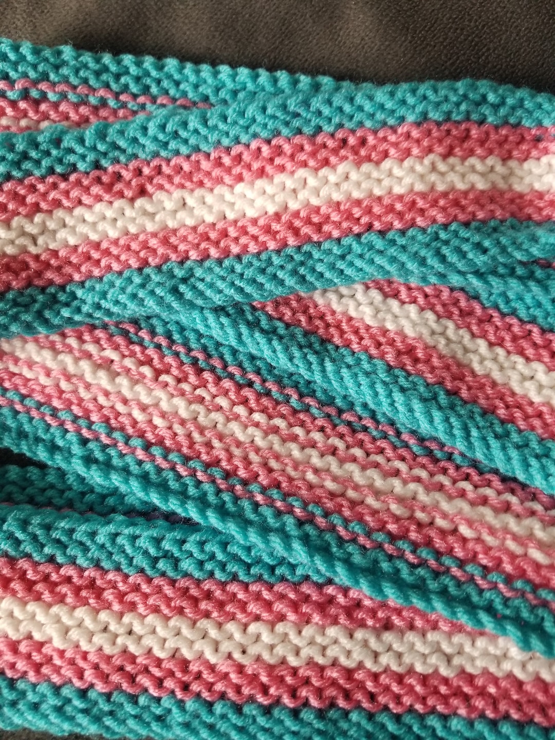 Hand Knit Blue Pink and White Striped Trans Pride Flag Skinny Scarf - Etsy