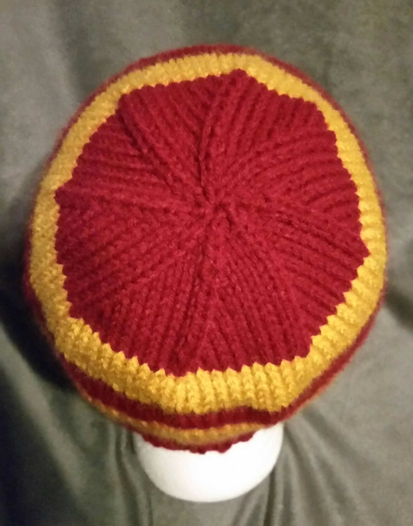 Hand-knit Red and Gold Striped Beanie - Etsy