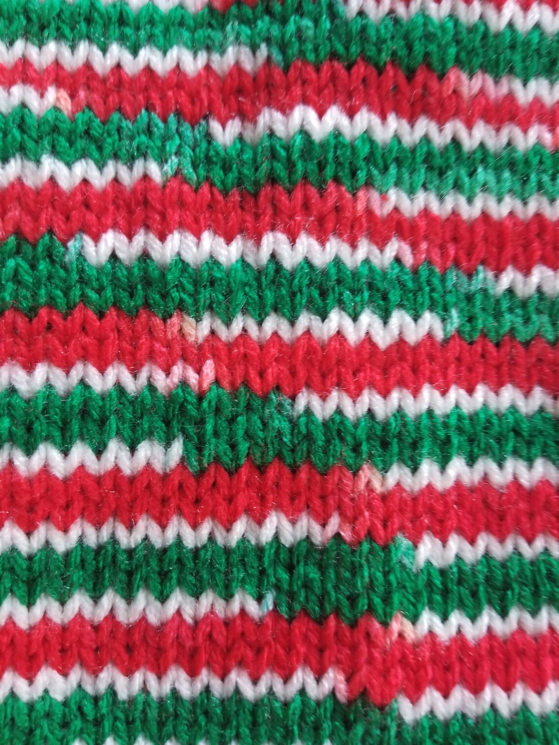 Hand Knit Red Green and White Scarf - Etsy