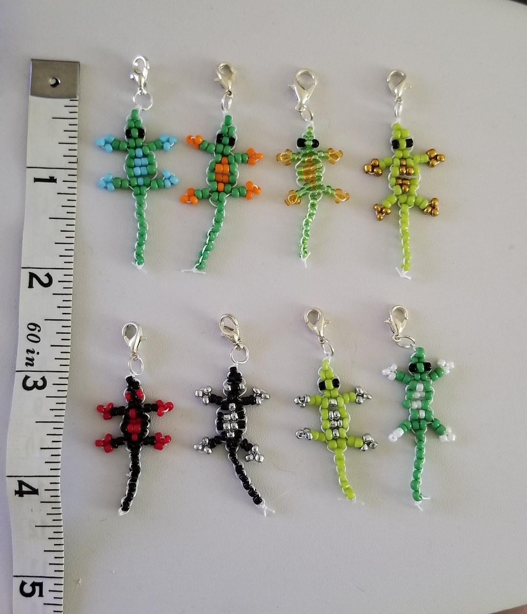 Handmade Tiny Bead Lizard Charm Clip - Etsy