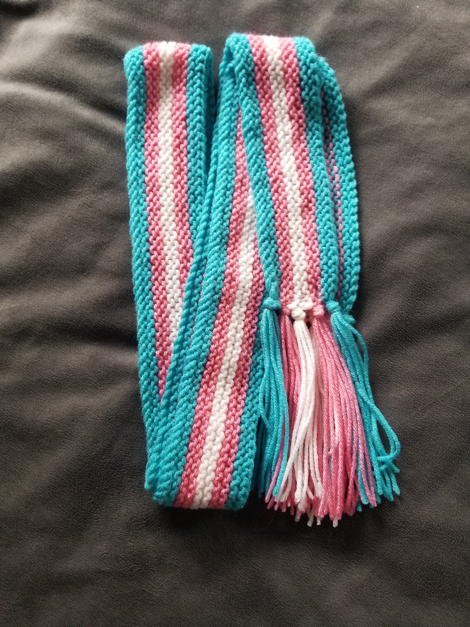 Hand Knit Blue Pink and White Striped Trans Pride Flag Skinny Scarf - Etsy