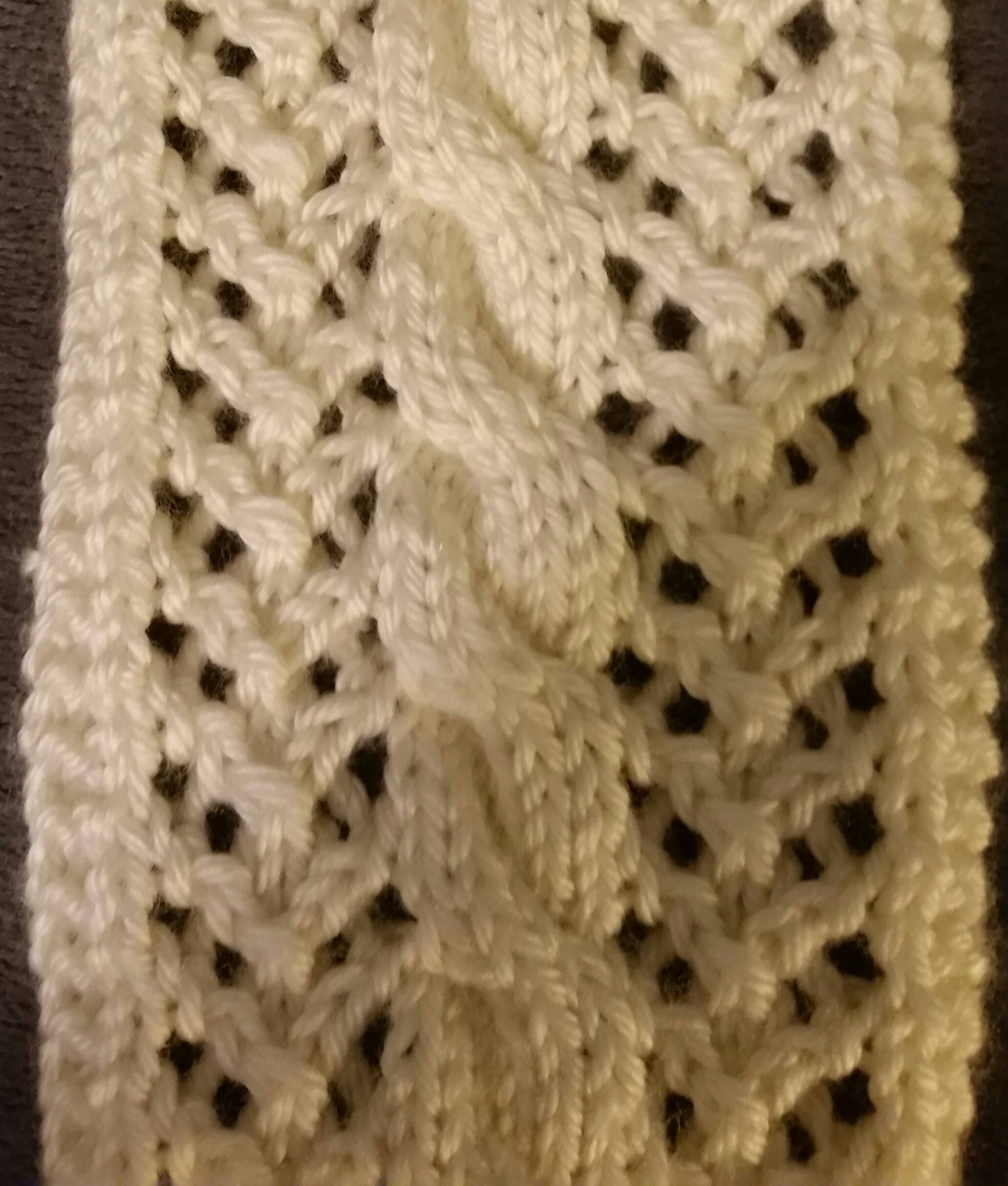 Hand Knit Cream Cable and Lace Scarf | Etsy