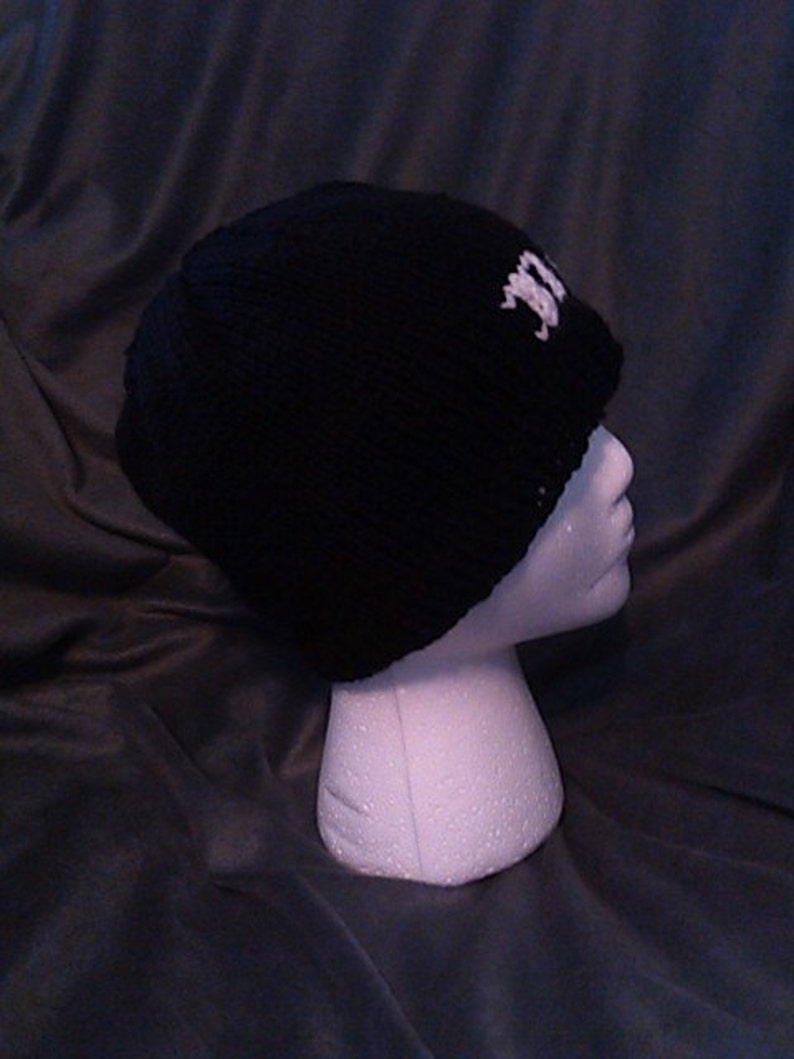 Hand Knit Black "no." Beanie - Etsy