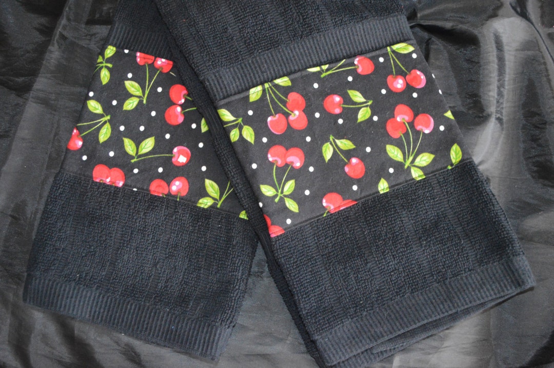 Red Cherry Themed Decorative Kitchen Towels/quiltedpotholder - Etsy