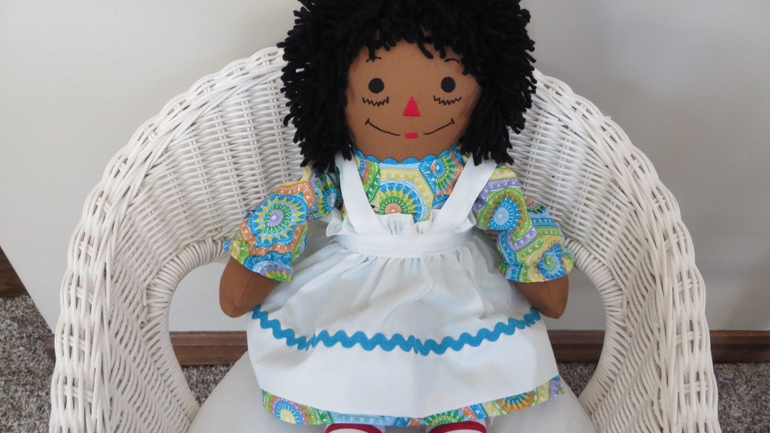 20 Inch African American Raggedy Ann Doll Multi Color Dress Handmade ...