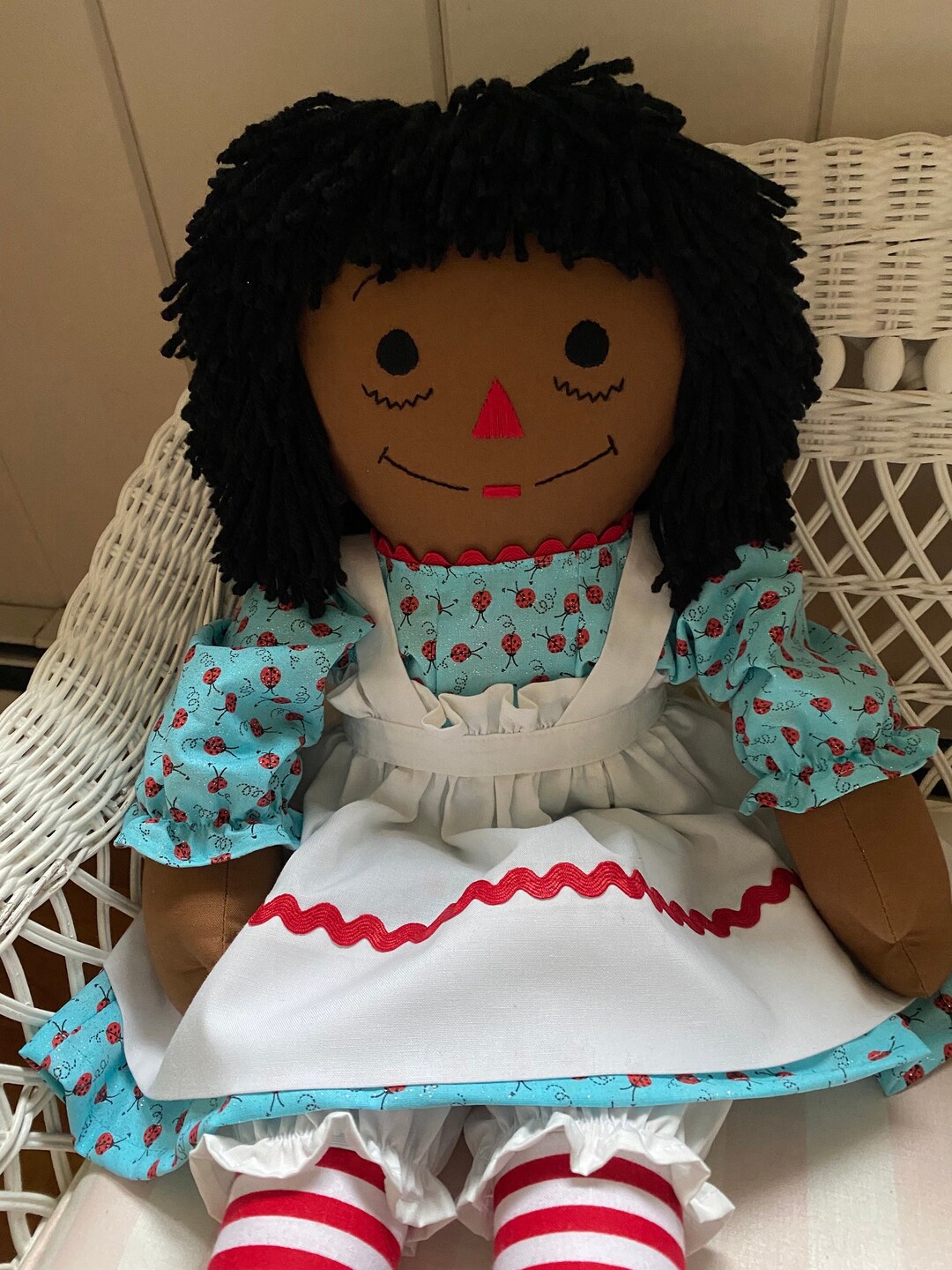 Raggedy Ann 25 Inch Doll African American Lady Bug Dress Handmade ...