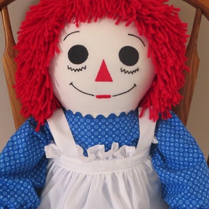 36 Inch Large Raggedy Ann Doll Traditional Blue Dress Handmade Doll - Etsy