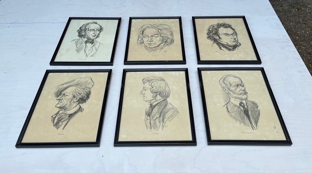 Great Composers Print Collection / Vintage Art Prints Set of 6 - Etsy