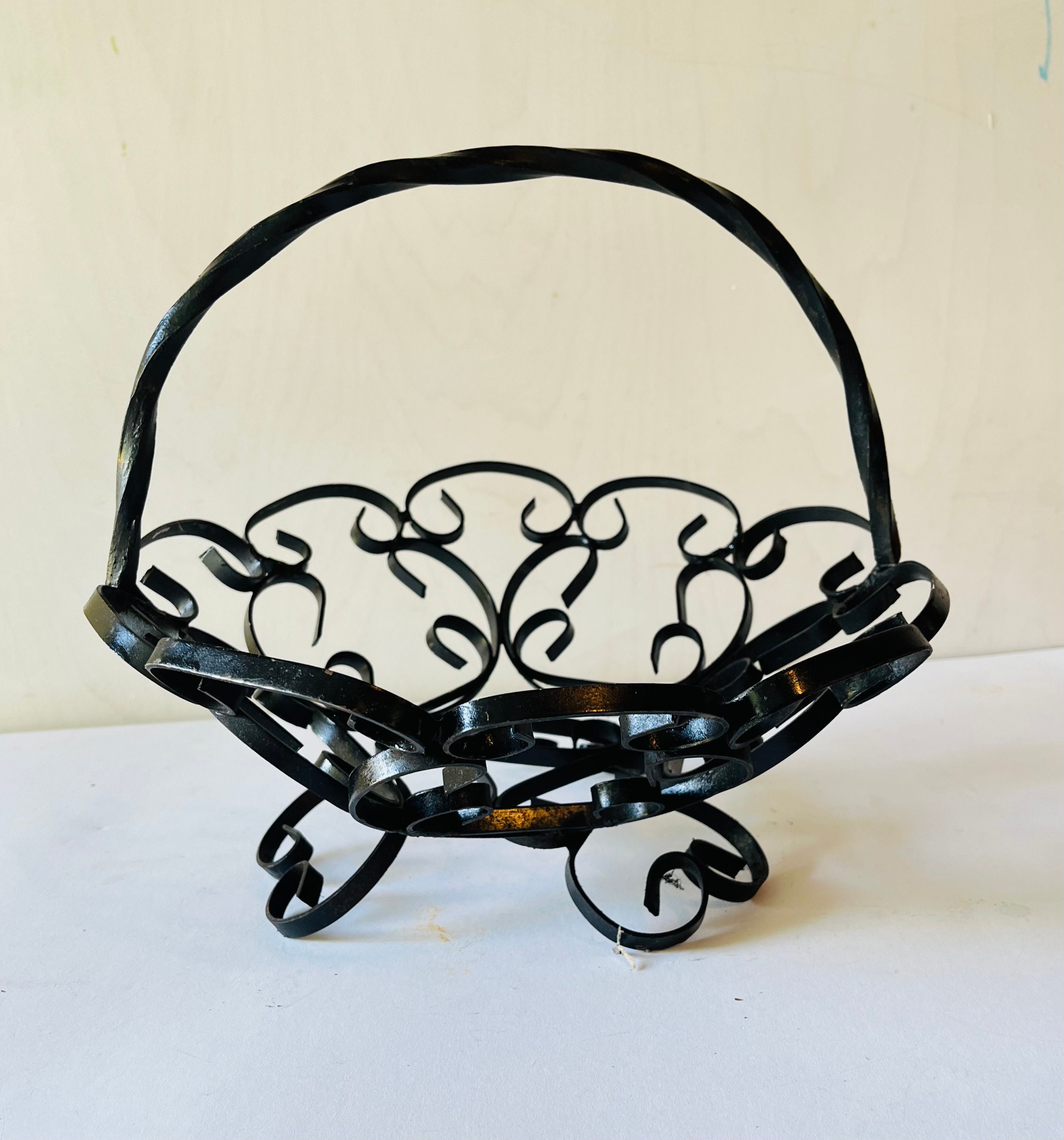Metal Basket / Scroll Metal Basket Centerpiece in Black - Etsy
