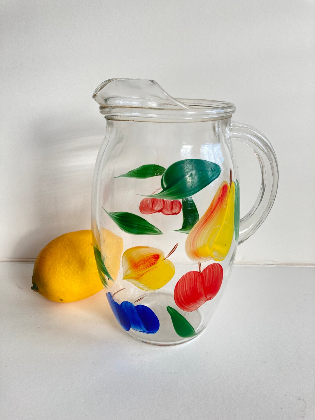 Cute Hand Painted Vintage Milk Pitcher With Fruit Design - Etsy