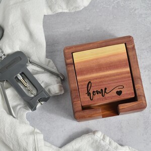 Handmade Cedar "home" Coasters | Housewarming Gift | New Home Coasters ...