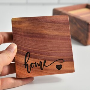 Handmade Cedar "home" Coasters | Housewarming Gift | New Home Coasters ...