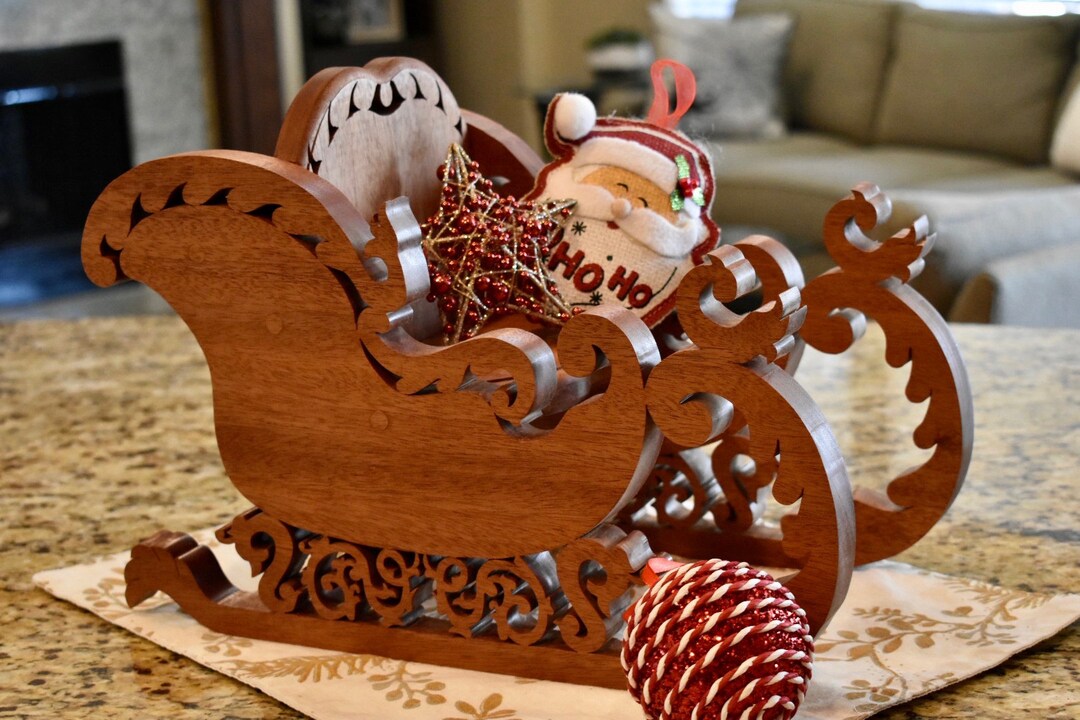 Handmade Wooden Christmas Sleigh | Christmas Decor | Tabeltop Sleigh ...