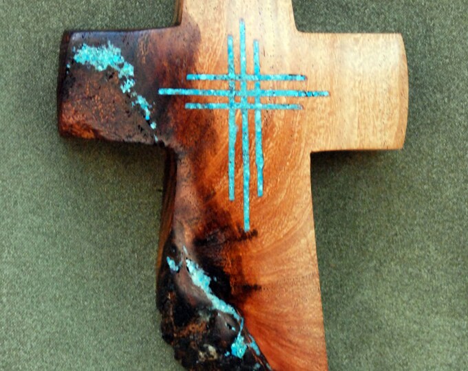 Mesquite Cross With Turquoise Inlay 6 " High X 4" Wide - Etsy