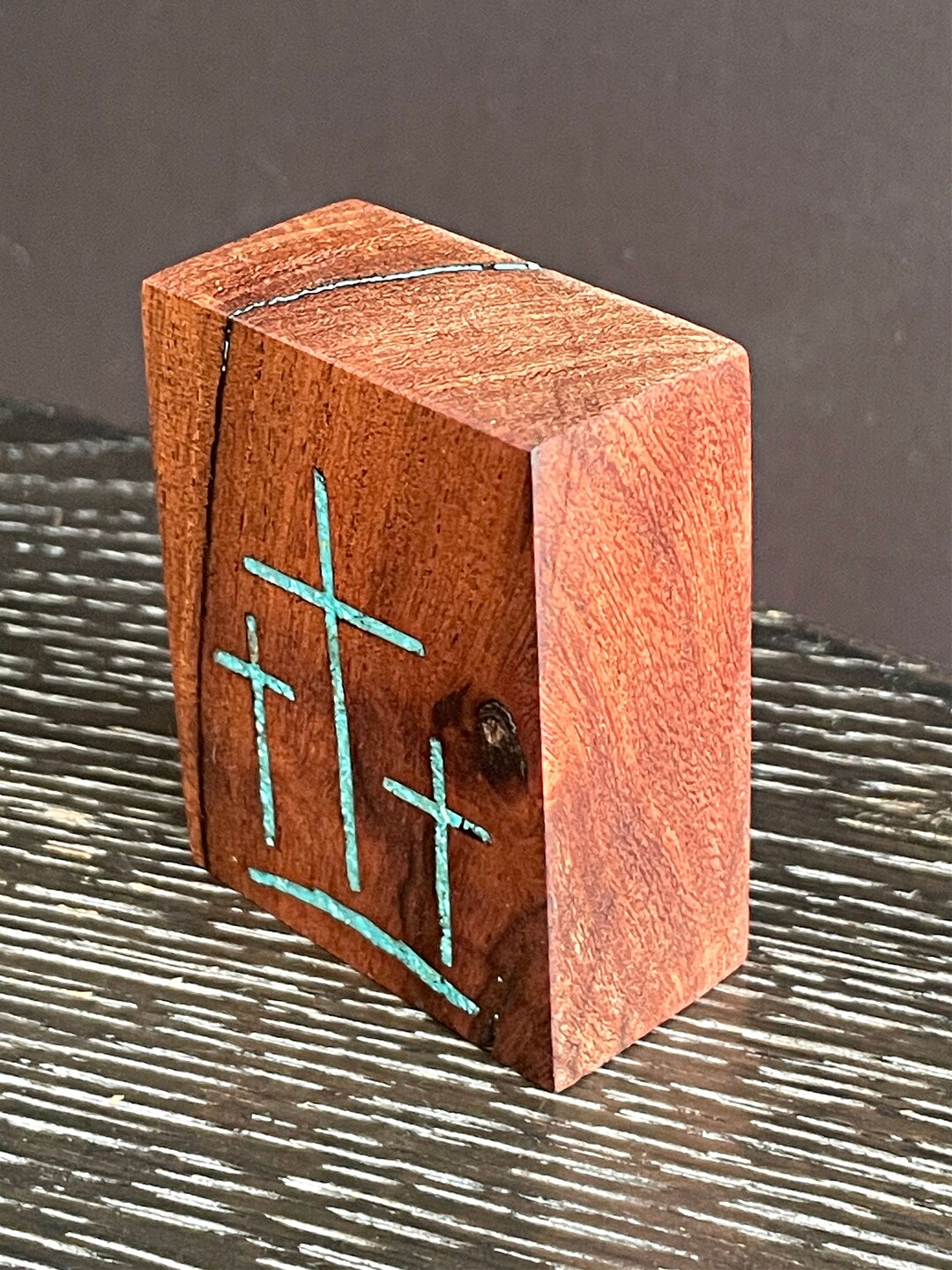 2.38" X 2" Table Cross With Turquoise Inlay Block - Etsy
