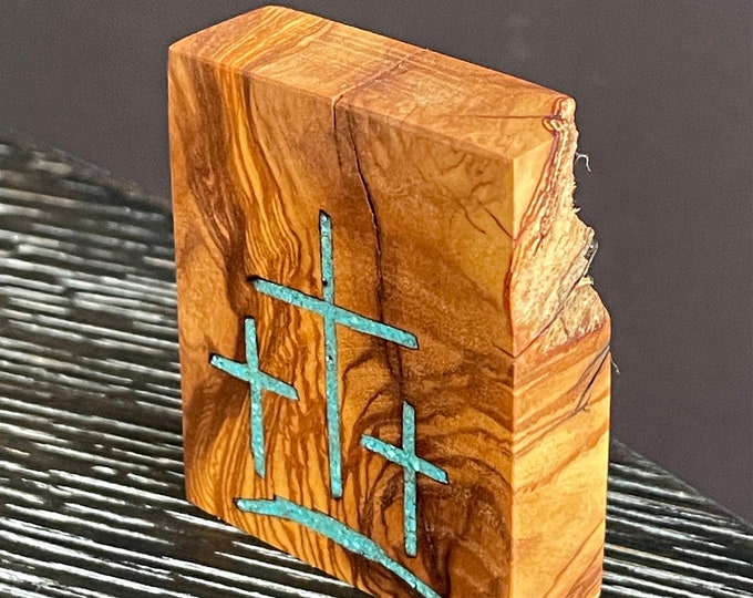 2" X 1.5" Table Cross With Turquoise Inlay Block - Etsy