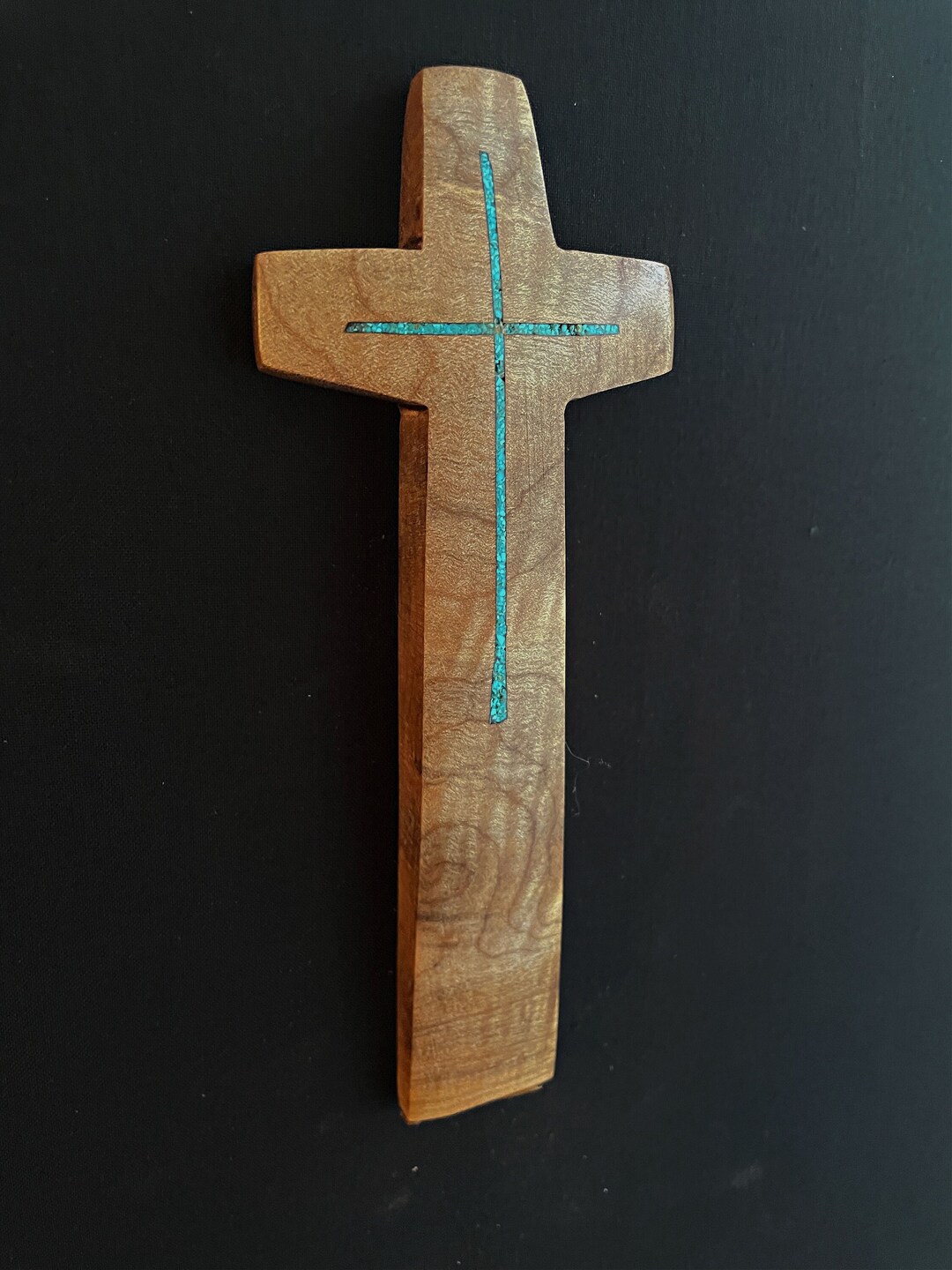 7"x 3" Maple Wall Cross With Turquoise Inlay - Etsy