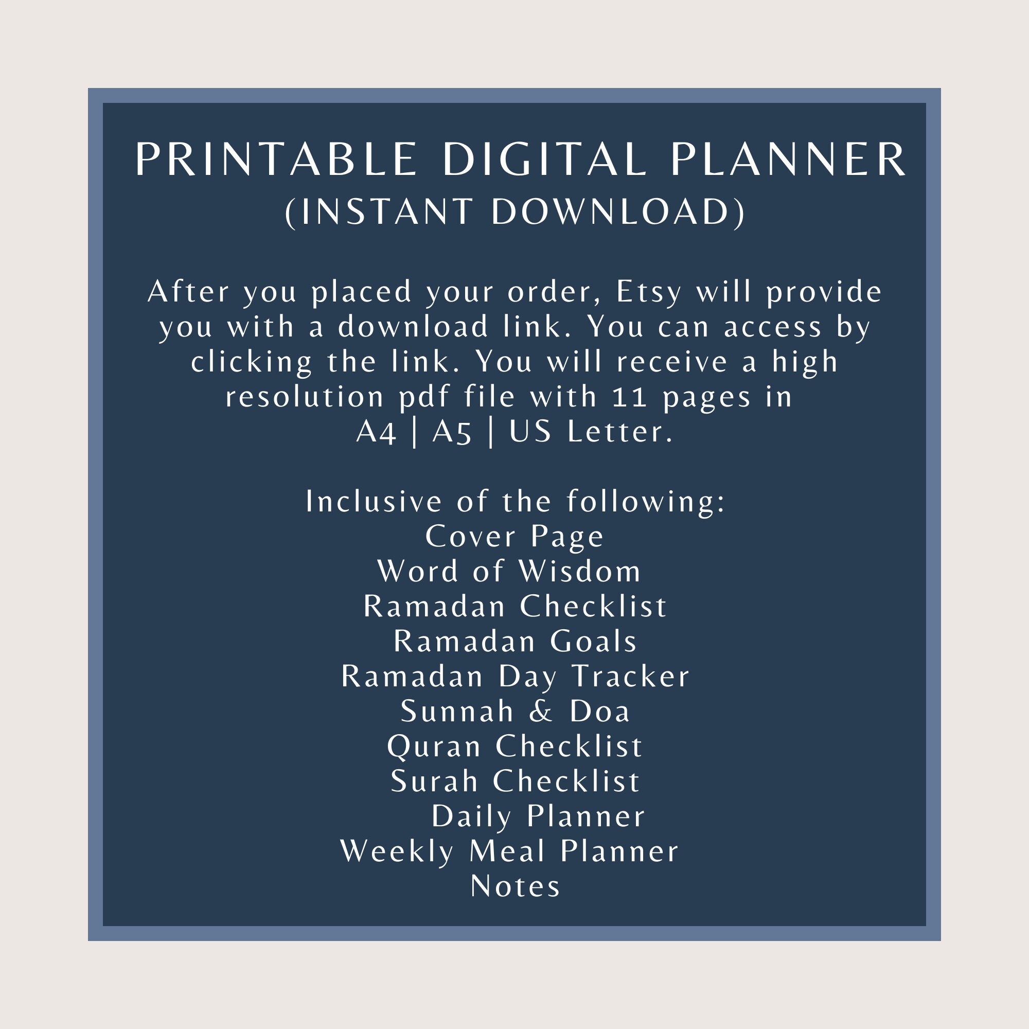 Ramadan Planner Simple Design Printable and Digital Surah Quran ...