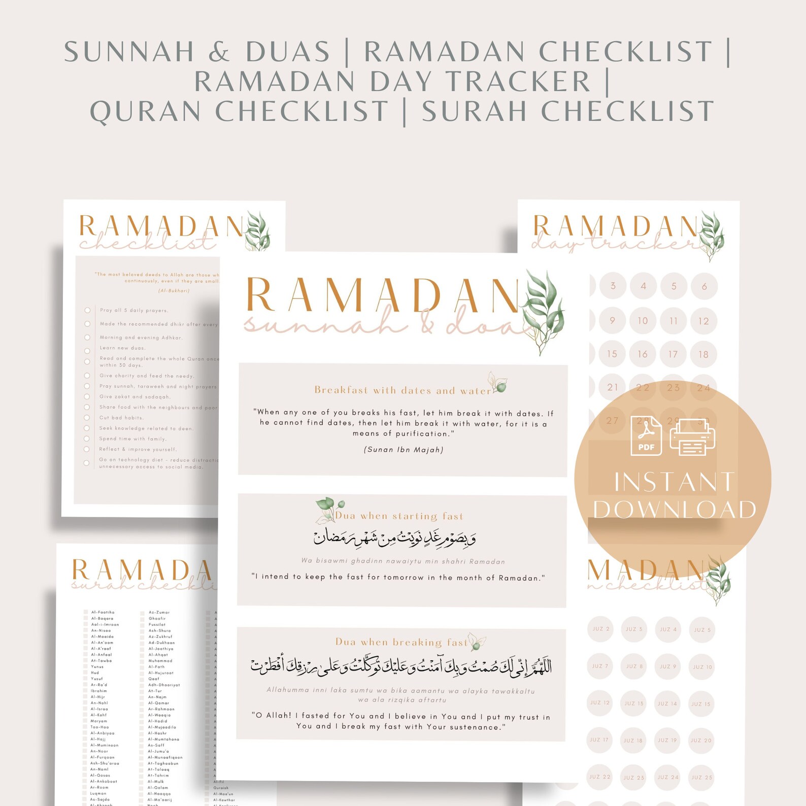 Ramadan Planner Undated Minimalist Printable With Surah and Quran ...