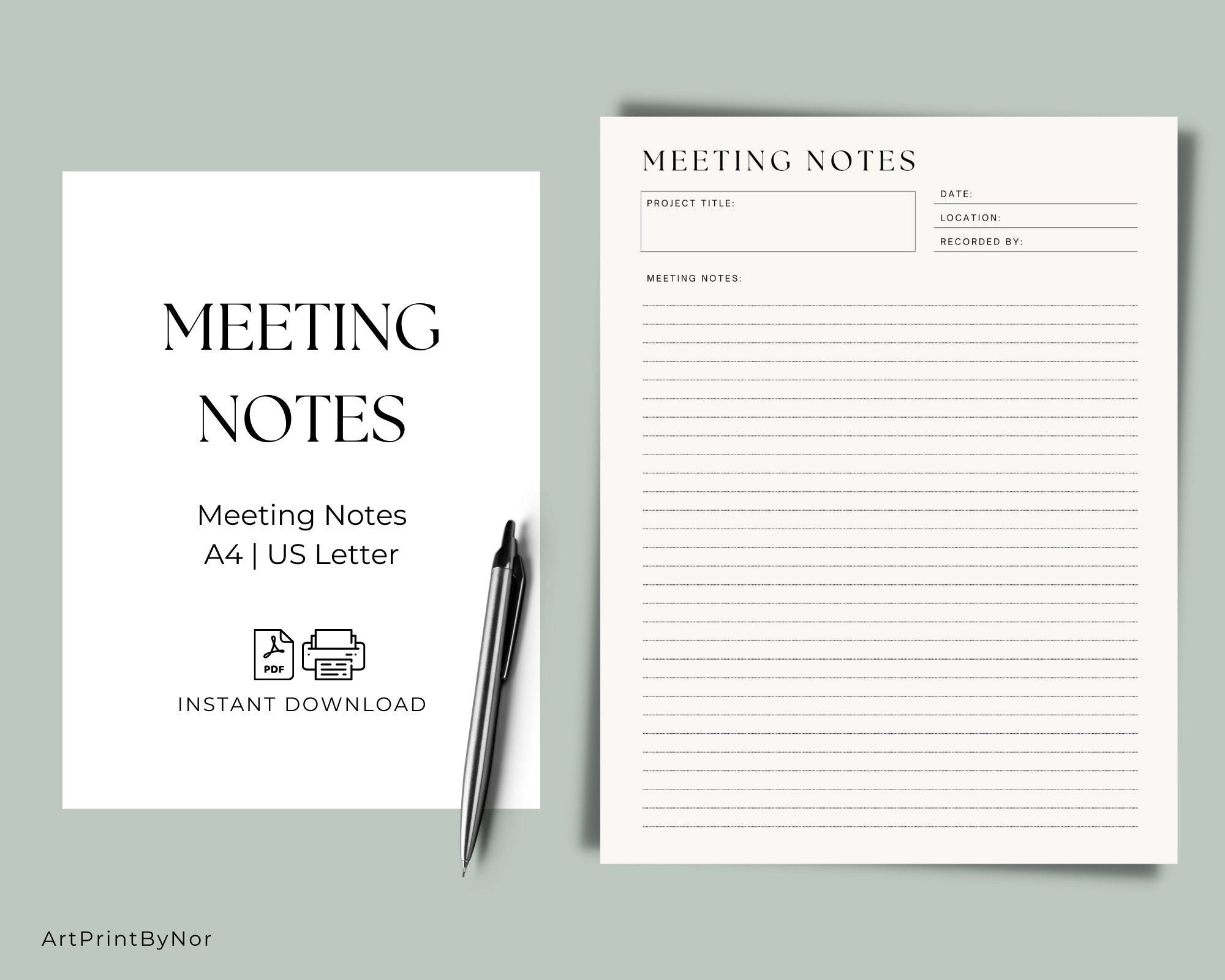 Business Meeting Minutes Digital Meeting Notes Template Printable Work ...