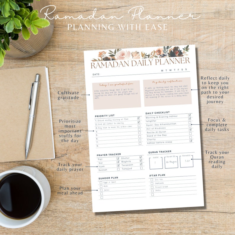 Ramadan Planner Simple Design Printable and Digital Surah Quran ...