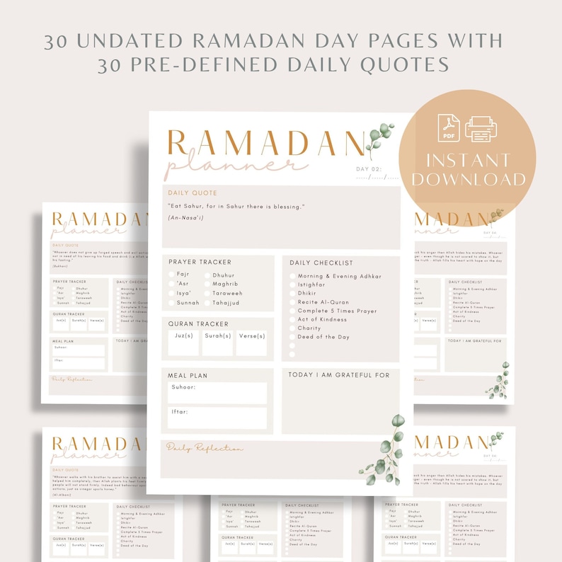 Ramadan Planner Undated Minimalist Printable With Surah and Quran ...