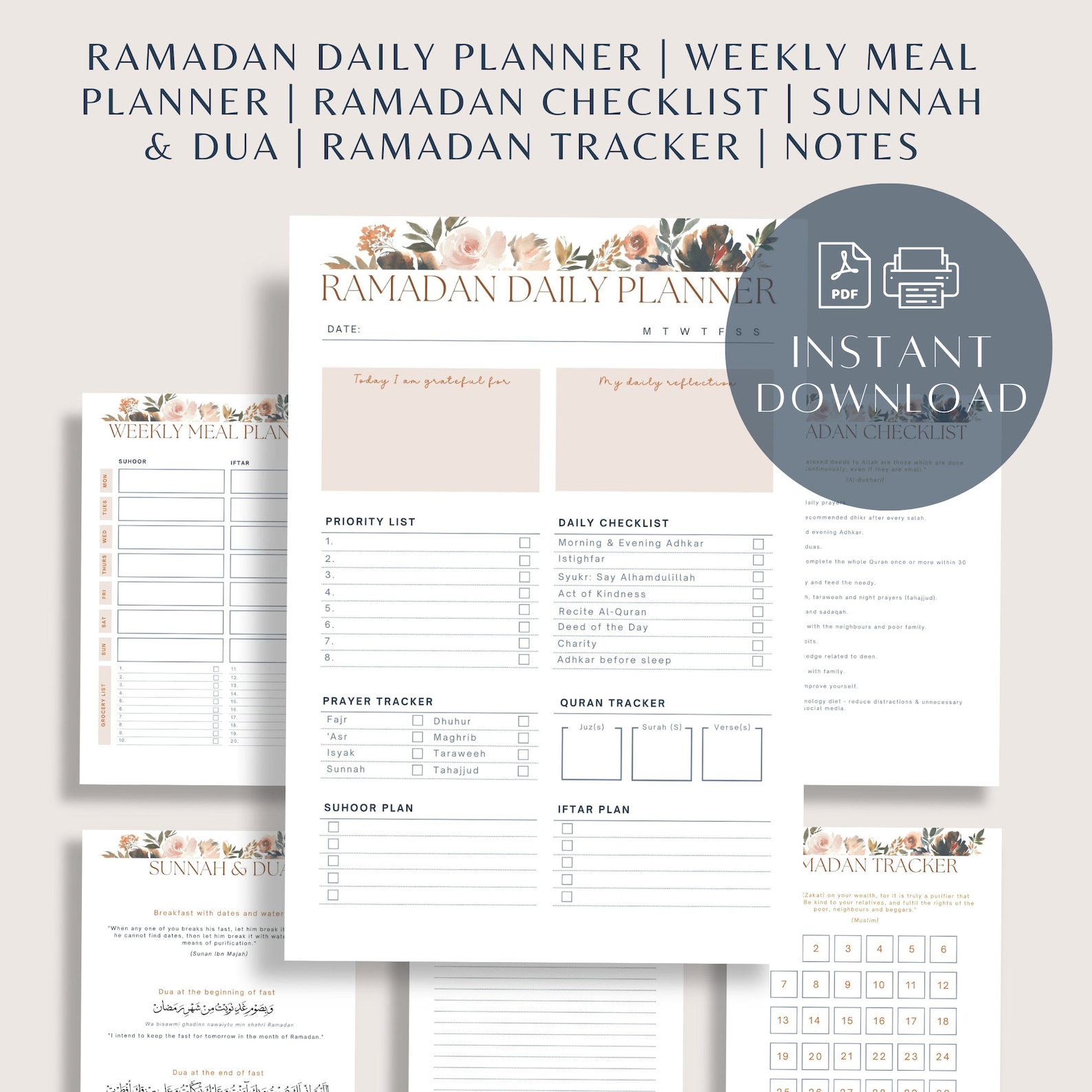 Ramadan Planner Simple Design Printable and Digital Surah Quran ...