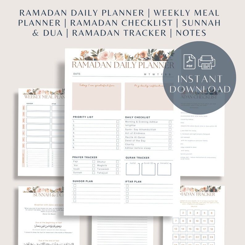 Ramadan Planner Simple Design Printable and Digital Surah Quran ...