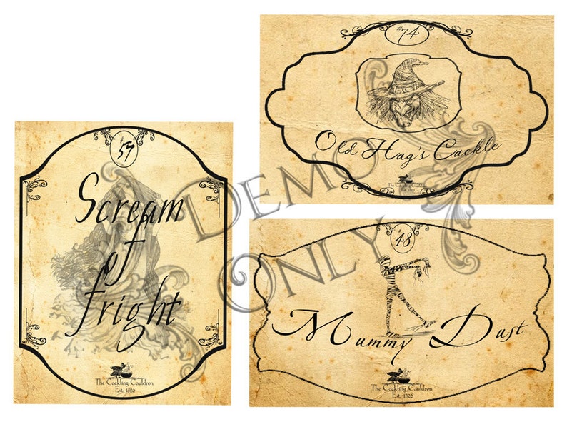 Dark Magic Labels, Set of 5 Halloween Potion Labels - Etsy
