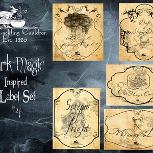 Dark Magic Labels, Set of 5 Halloween Potion Labels - Etsy