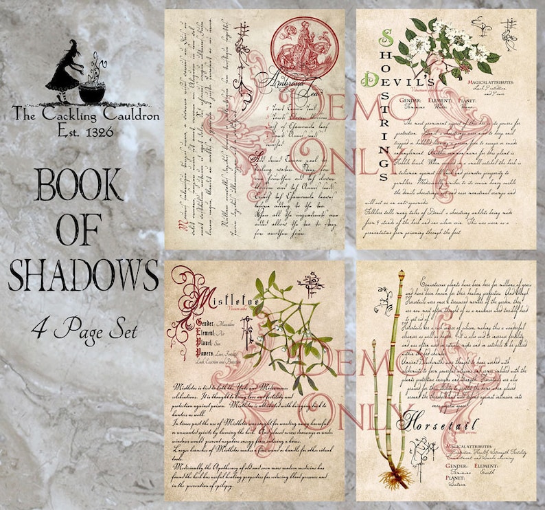 The Cackling Cauldron BOS 4 Page Set #11 - Etsy