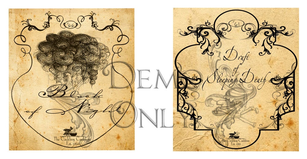 Dark Magic Labels, Set of 5 Halloween Potion Labels - Etsy