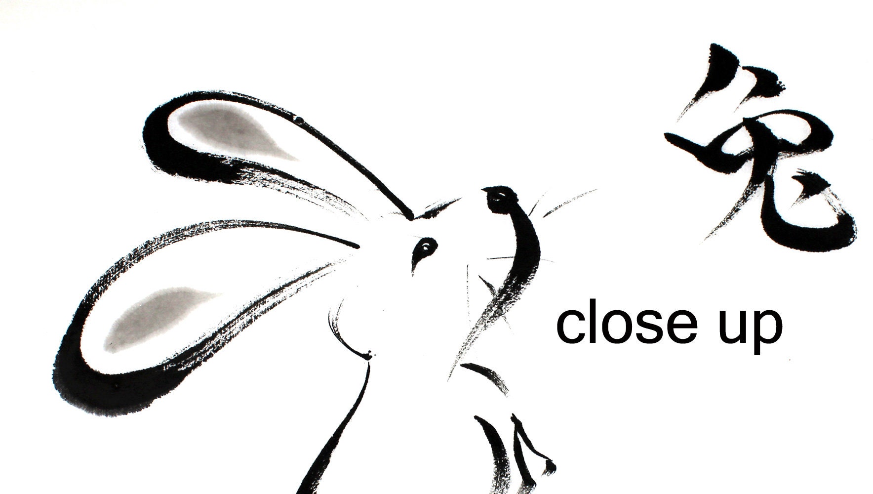 Sumi-e Rabbit Chinese Calligraphy Rabbit Chinese Zodiac - Etsy