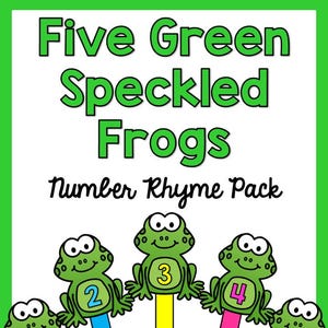 Five Green Speckled Frogs Song: Number Rhyme & Stick Puppets (digital ...
