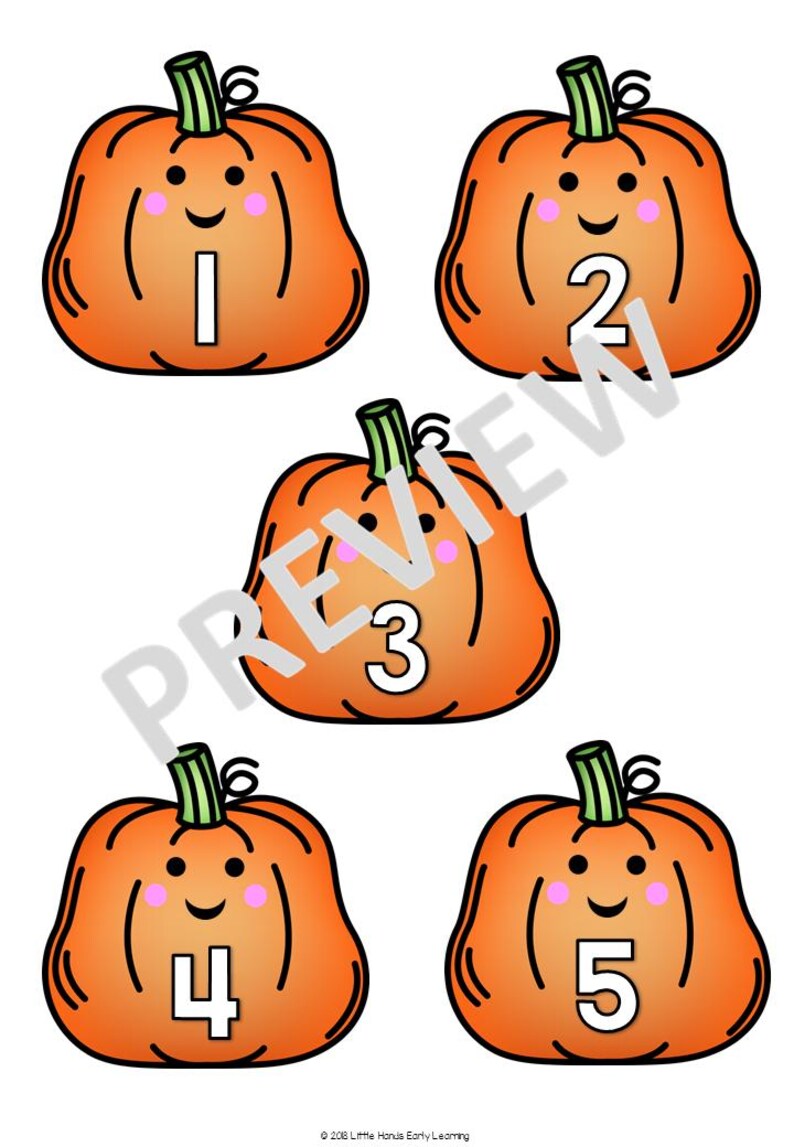 Five Little Pumpkins Song: Number Rhyme Stick Puppets (digital Download ...