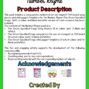 Five Green Speckled Frogs Song: Number Rhyme & Stick Puppets (digital ...