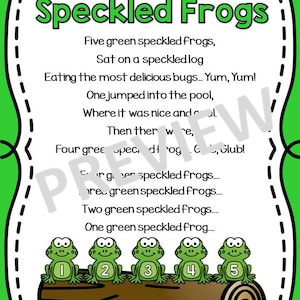 Five Green Speckled Frogs Song: Number Rhyme & Stick Puppets (digital ...