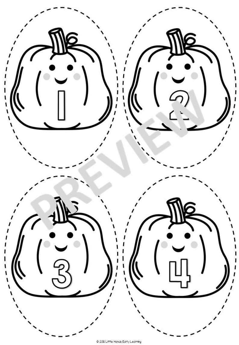 Five Little Pumpkins Song: Number Rhyme Stick Puppets (digital Download ...