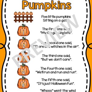 Five Little Pumpkins Song: Number Rhyme Stick Puppets (digital Download ...