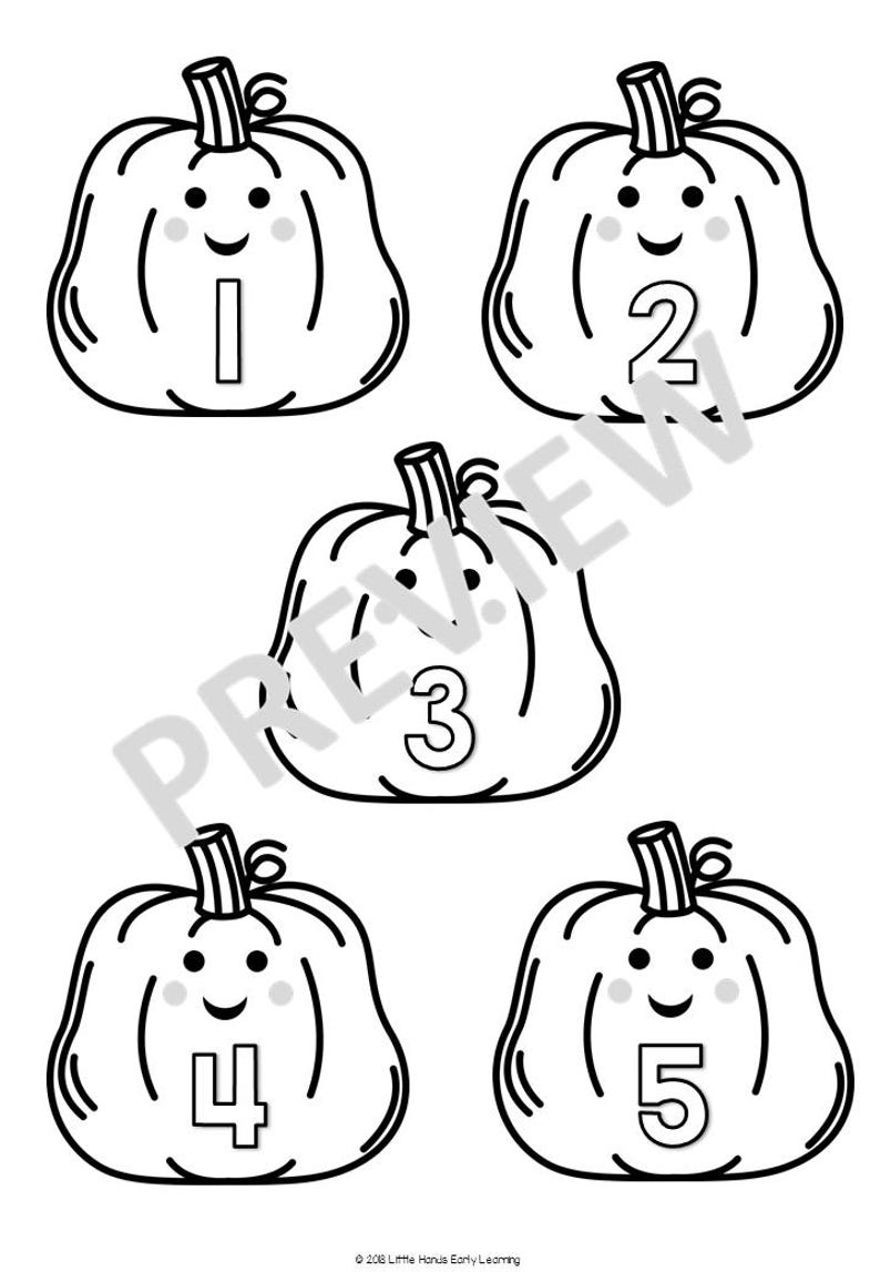 Five Little Pumpkins Song: Number Rhyme Stick Puppets (digital Download ...