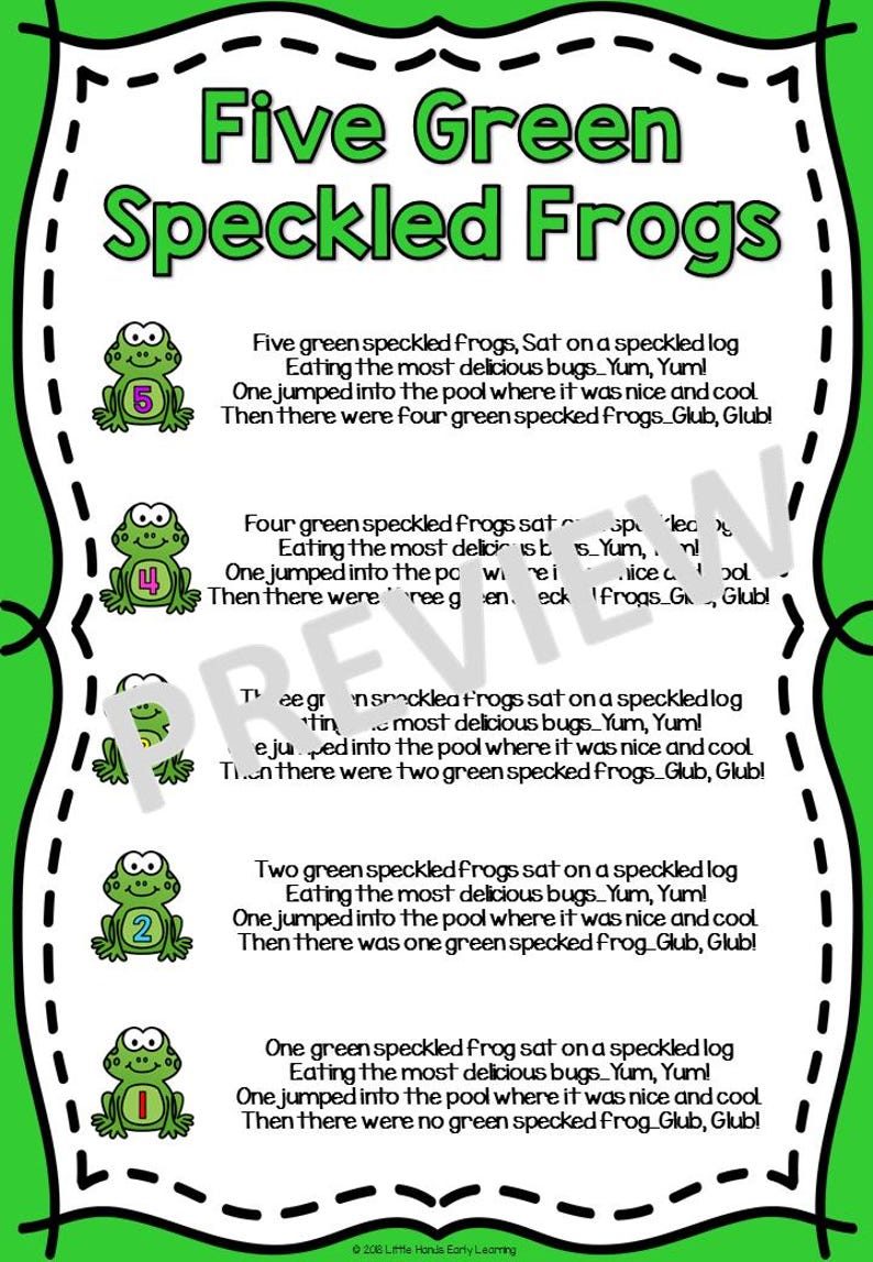 Five Green Speckled Frogs Song: Number Rhyme & Stick Puppets (digital ...