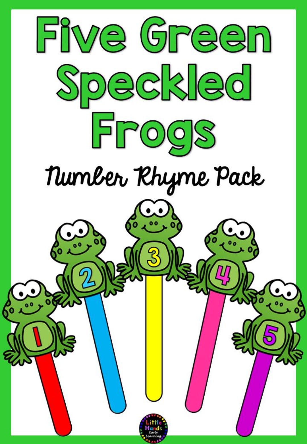 Five Green Speckled Frogs Song: Number Rhyme & Stick Puppets (digital ...